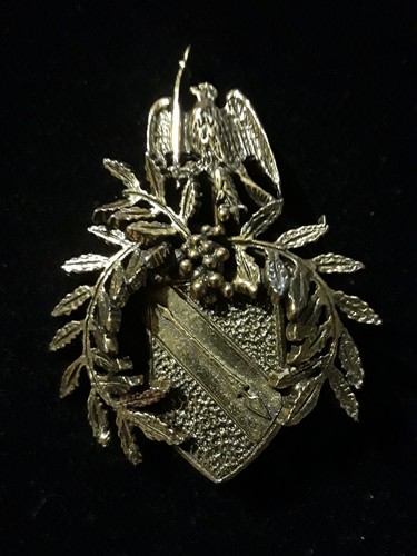 Robert Zentall American Eagle Crest & Leaves Brooch Antique Goldtone ...