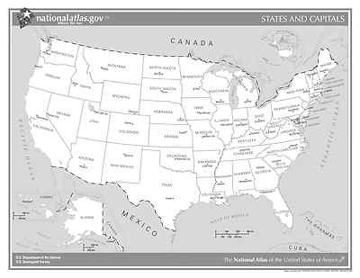 USA States and Capitals (Black and White) Laminated Wall Map | eBay