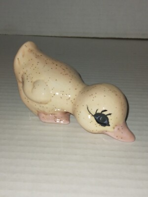 Unique Blushing Pink/Beige Speckled Baby Duck Figurine Signed By Artist ...