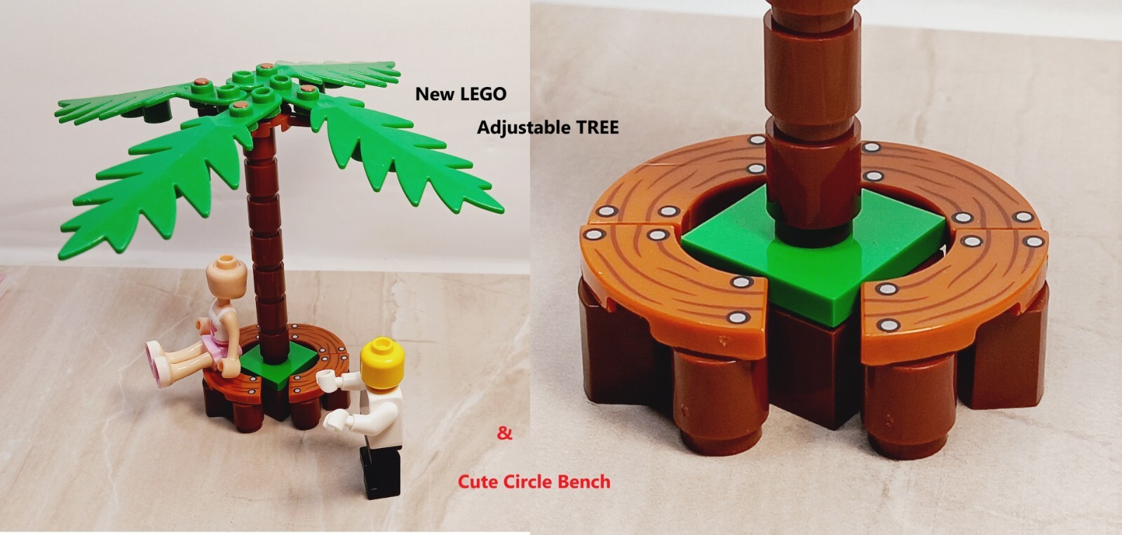 New LEGO Palm Tree WOOD BENCH Set Circular Tree Benches Woodgrain ...