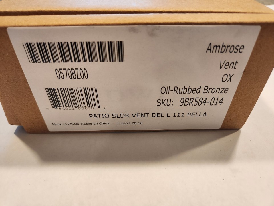 PELLA/BALDWIN AMBROSE SLIDING DOOR XO or OX HANDLE OIL RUBBED BRONZE ...