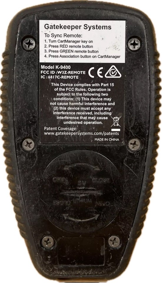 Gatekeeper K-9400 Wireless 5-Button Portable Remote Control For Cart ...
