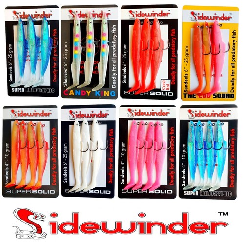 Sidewinder Super Solid Holo Sandeels Cod Bass Wrasse Ling Sea Fishing ...