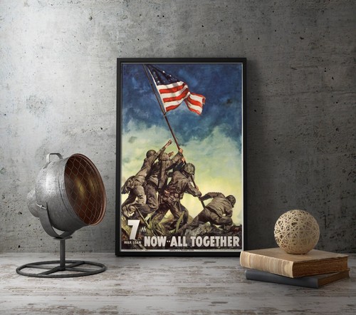Iwo Jima Flag Raising Poster - US Army Japenese Battle, Marine Corps ...