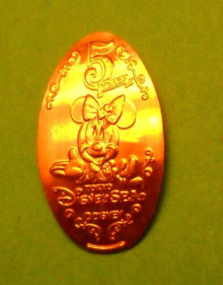 Tokyo Disney SEA elongated penny JAPAN cent Minnie Mouse souvenir coin ...