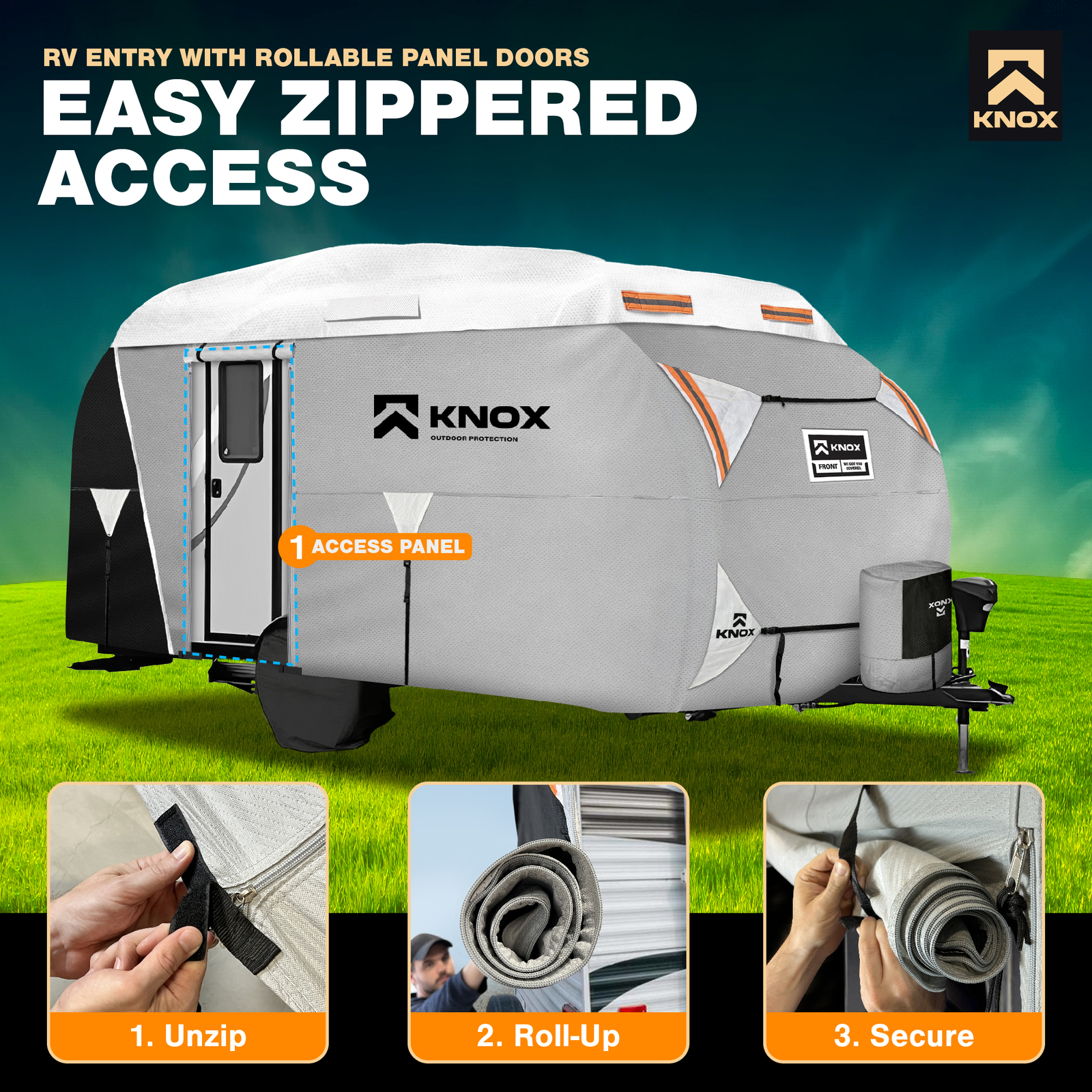 7-Layer R-Pod Travel Trailer Cover RV Accessory Fits up to 18', Door At ...