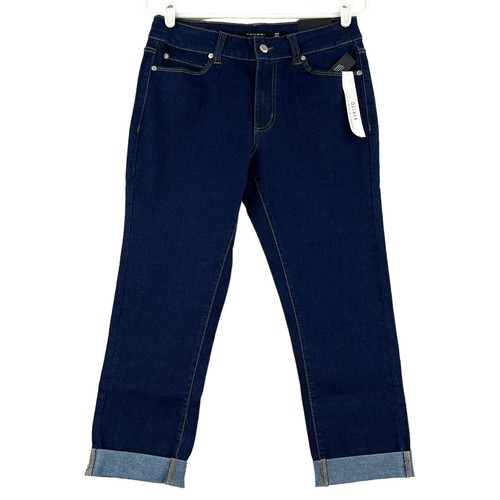 NWT Tahari Women's Blue Rayon Denim Capris 10/30 Olivia Mid Rise Slim ...