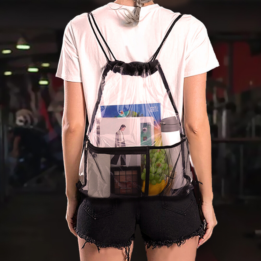 Transparent Drawstring Backpack Large Capacity Concert Beach Backpacks ...
