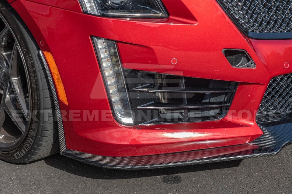 For 16-19 Cadillac CTS-V CARBON FIBER Package Front Splitter Side Wheel ...