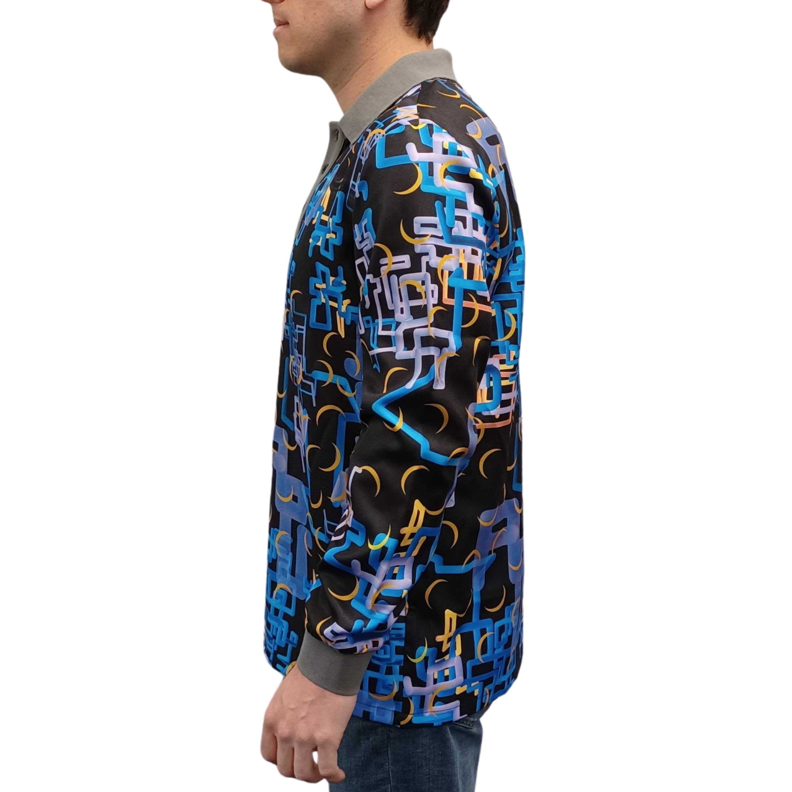 Dan Flashes Complicated Pattern Long Sleeve Polo Shirt I Think You ...