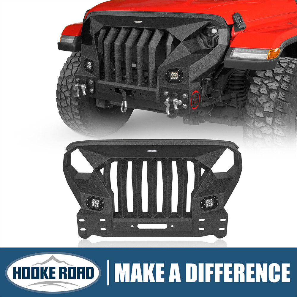 Rock Crawler Bumper Hooke Road Front Bumper With Grille Guard For Jeep ...