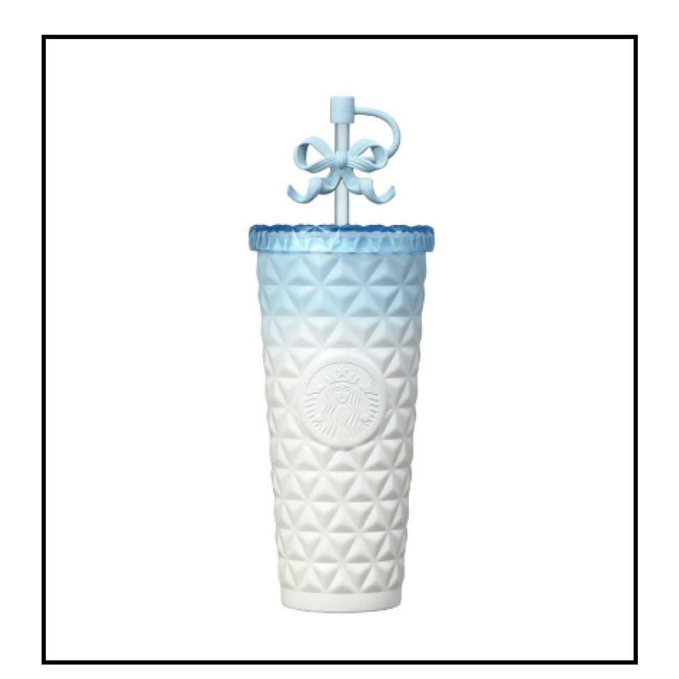 New Starbucks Korea 2024*SS Blue Gradient 591ml Clash Ribbon Dion Straw Cold Cup | eBay