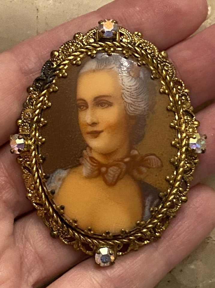 Vintage West Germany, Marie Antoinette Cameo, Filigree Brooch ...