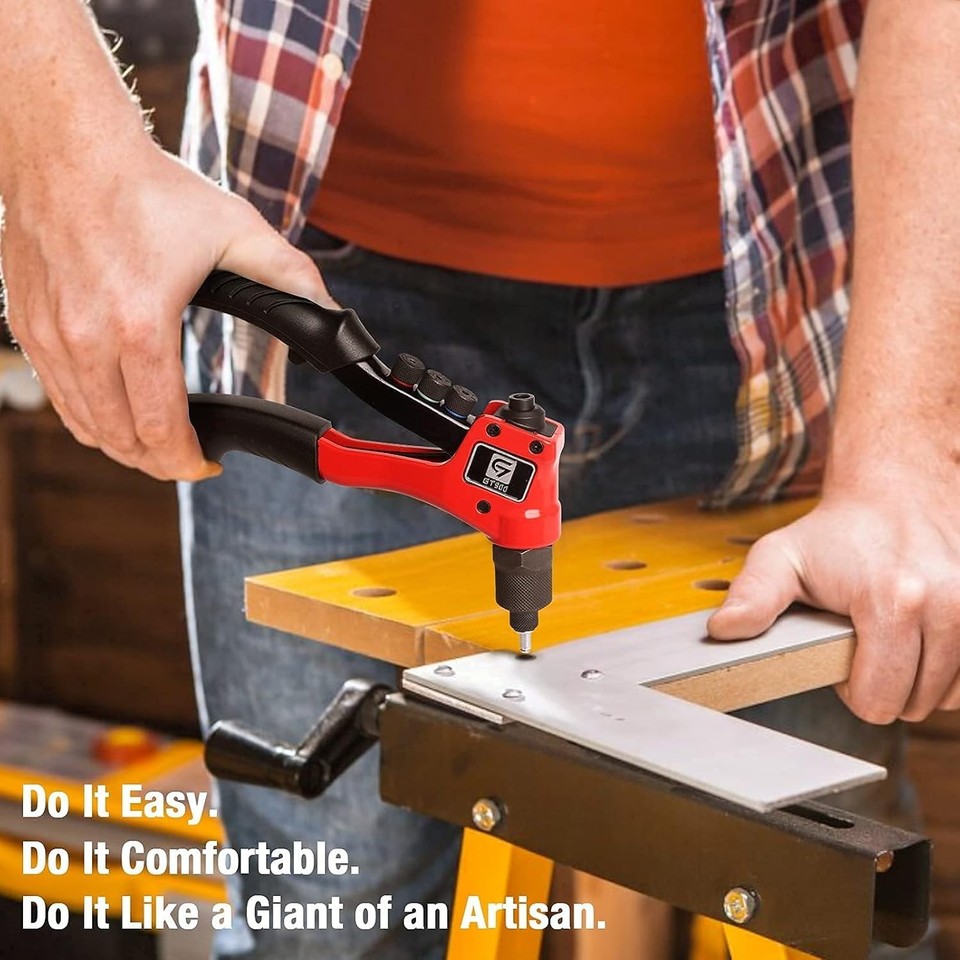 High-Strength Manual Riveter with 200 Rivets and Carrying Case for ...