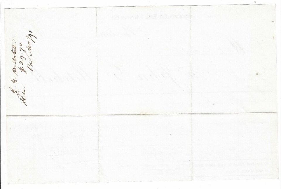 1891 Invoice, Trousers, John G. Mitchell, Boston, Massachusetts, E.D ...