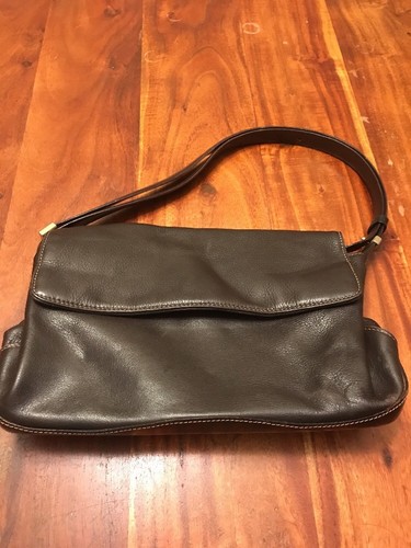 Plinio Visona Genuine Leather Shoulder Handbag Purse Brown Made in ...