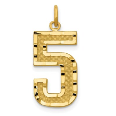 14k Yellow Gold Casted Diamond-cut Number # 5 Charm Pendant 1" | eBay