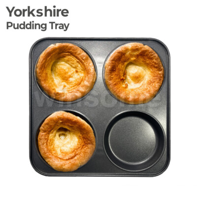 Yorkshire Baking Pudding Tray 4 Cup Carbon Non-Stick Bakeware Oven ...