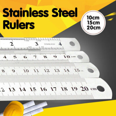 1/2/3X 10cm 15cm 20cm Double Sided Stainless Steel Metal Ruler Rule ...
