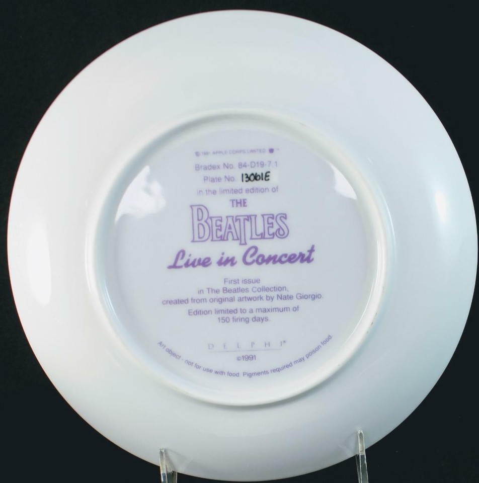 Delphi BEATLES LIVE IN CONCERT Collectible Plate GREAT CONDITION w/ Box ...