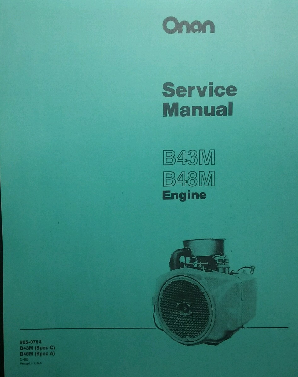 Onan Service Manual B48M Engine Garden Tractor 18 hp Sears Suburban ...