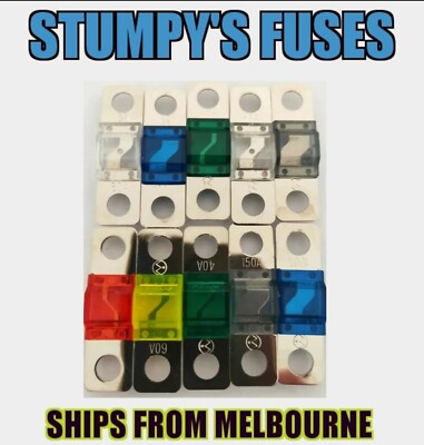 10 PCS Assorted AMP Midi Fuses for Dual Battery ANS Fuse Holder Solar ...