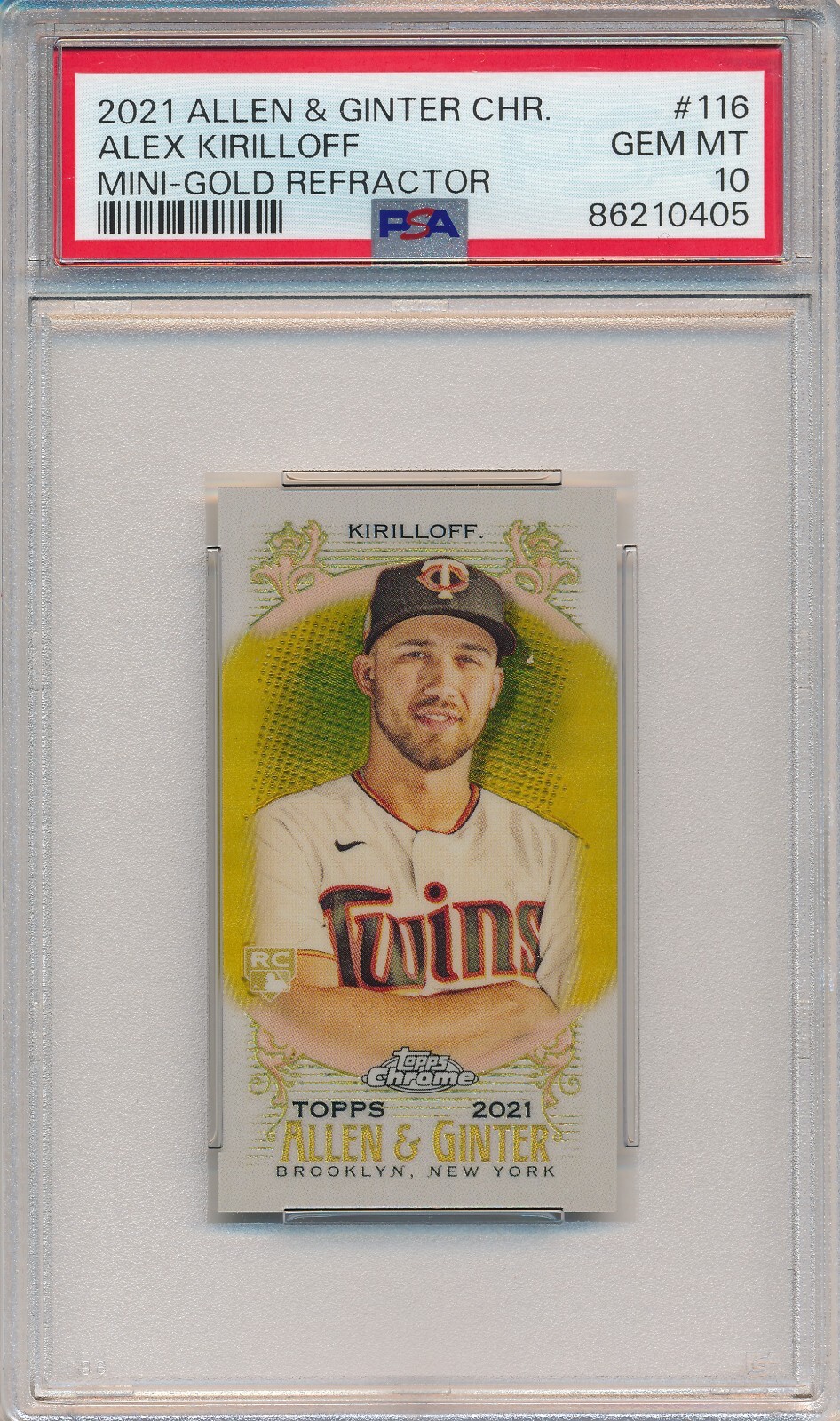 2021 TOPPS ALLEN & GINTER ALEX KIRILLOFF GOLD REFRACTOR #3/50 #116 PSA ...