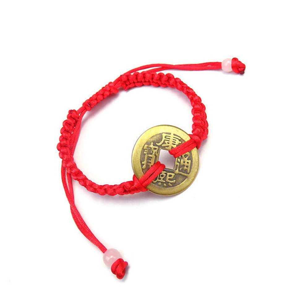 Fashion Chinese Feng Shui Red String Lucky Coin Adjustable Bracelet ...