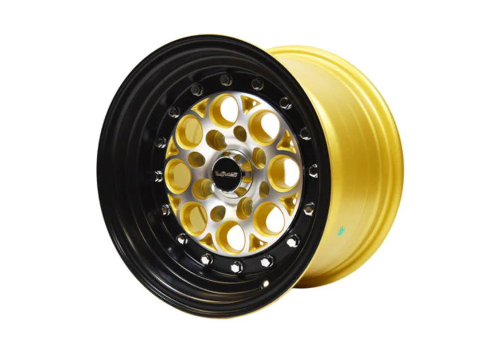 VMS Racing Gold & Black Lip Revolver Wheels Rims Pack 15x3.5 & 13x9 ...