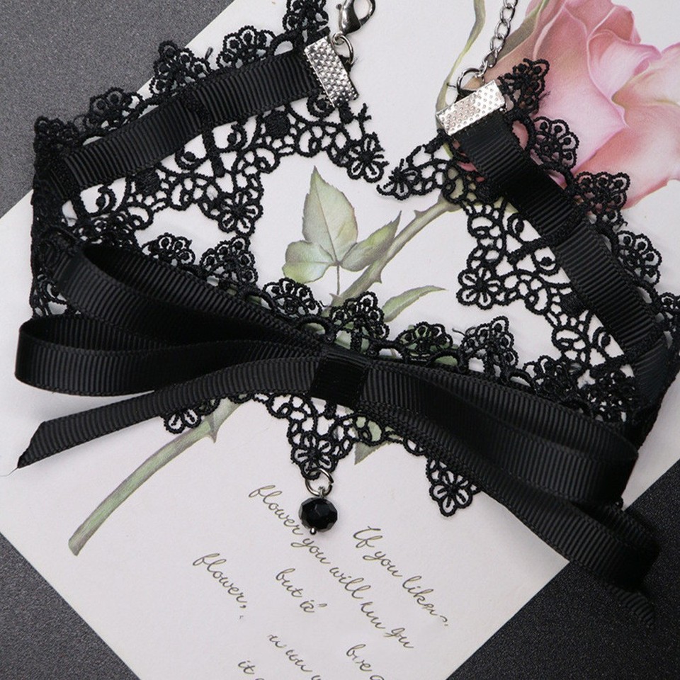 1pc Unique Lace Necklace Girl Fashion Choker Delicate Bowknot Lace Neck ...