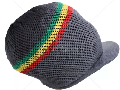 XL Dreadlocks Rasta Mesh Hair Net Hat Gray Grey Jamaica Tam Stripped ...
