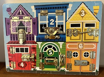 Melissa & Doug Wood Locks and Latches Puzzle Board #3785 | eBay