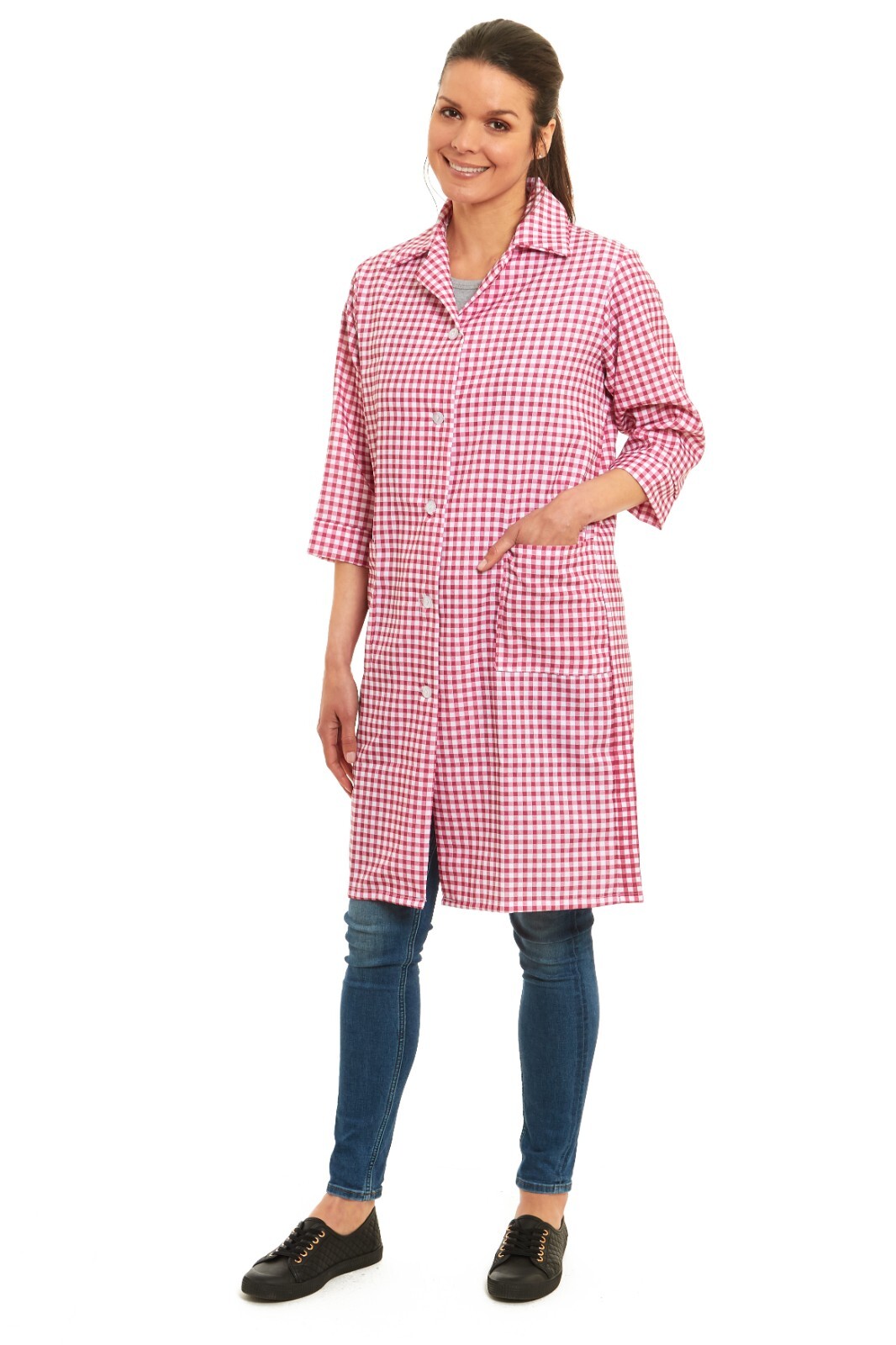 Norma Full Length Ladies Overall in hardwearing Gingham Polyester | eBay UK