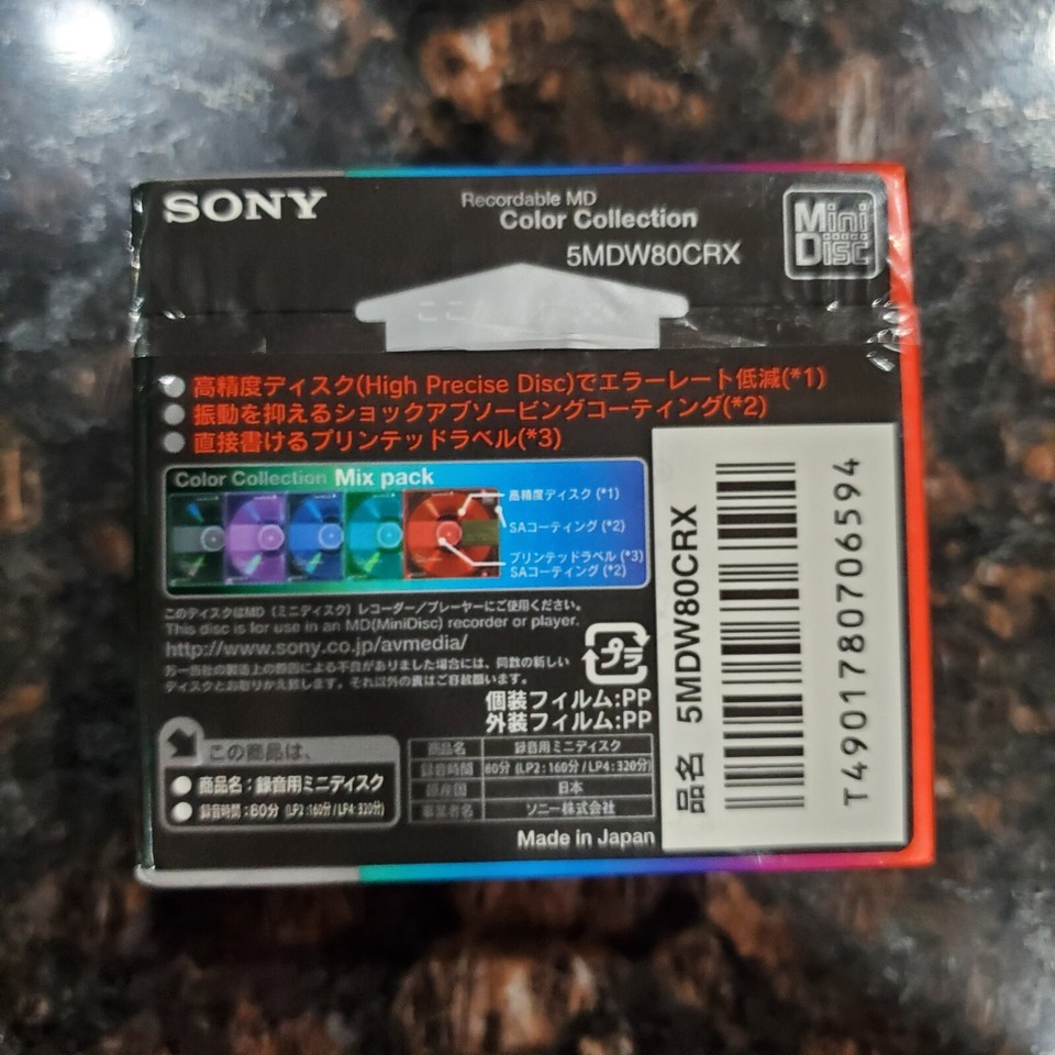 Sony Md Mini Disk 5-Disc Set 5Mdw80Crx Color Mix | eBay