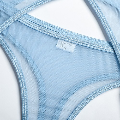 Women's Mesh Sheer Lace Garters Belt Lingerie Set Bra G-string Thigh ...