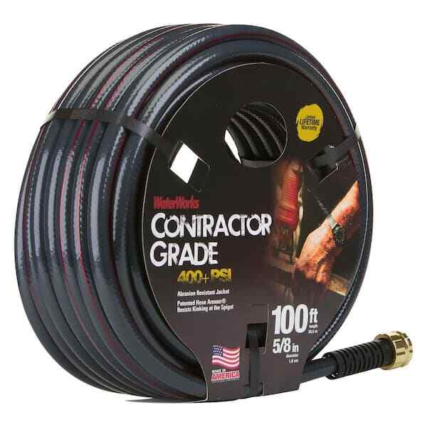 Contractor Water Hose 5/8 in. x 100 ft. Crush-Proof Couplings Heavy ...