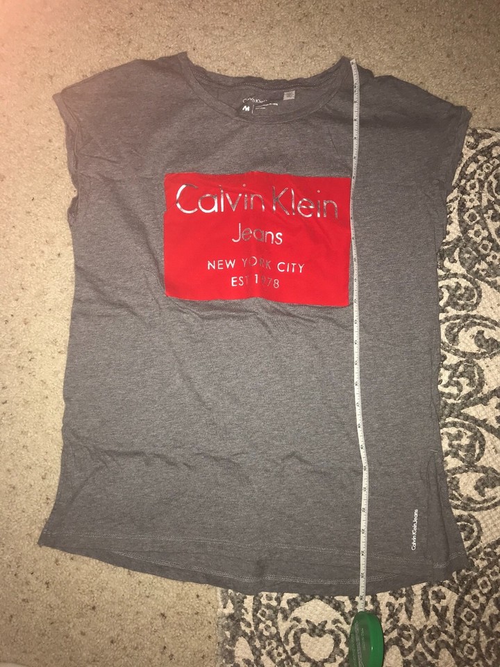 Calvin Klein Logo cap Sleeve T Shirt Size M | eBay
