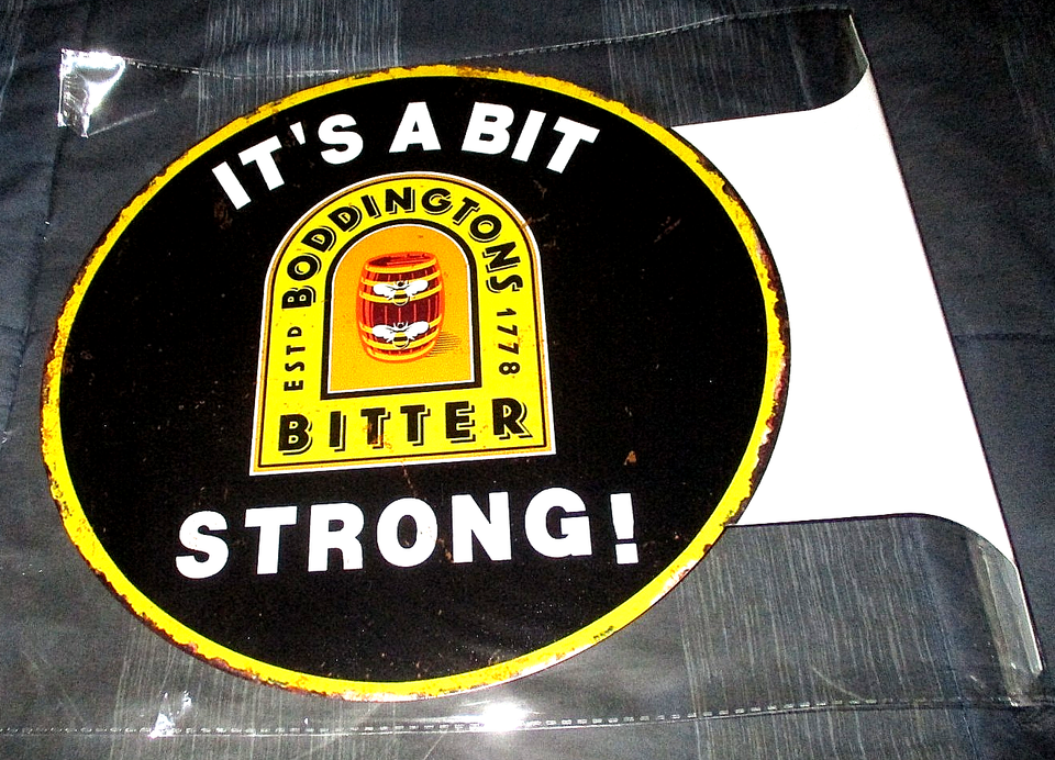 BODDINGTONS BITTER BEER Double-Sided Imprint Metal Flange Sign #2 - NEW ...