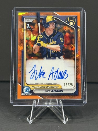 2024 1st Bowman Chrome Luke Adams Orange Sapphire AUTO Prospect RC /25 ...