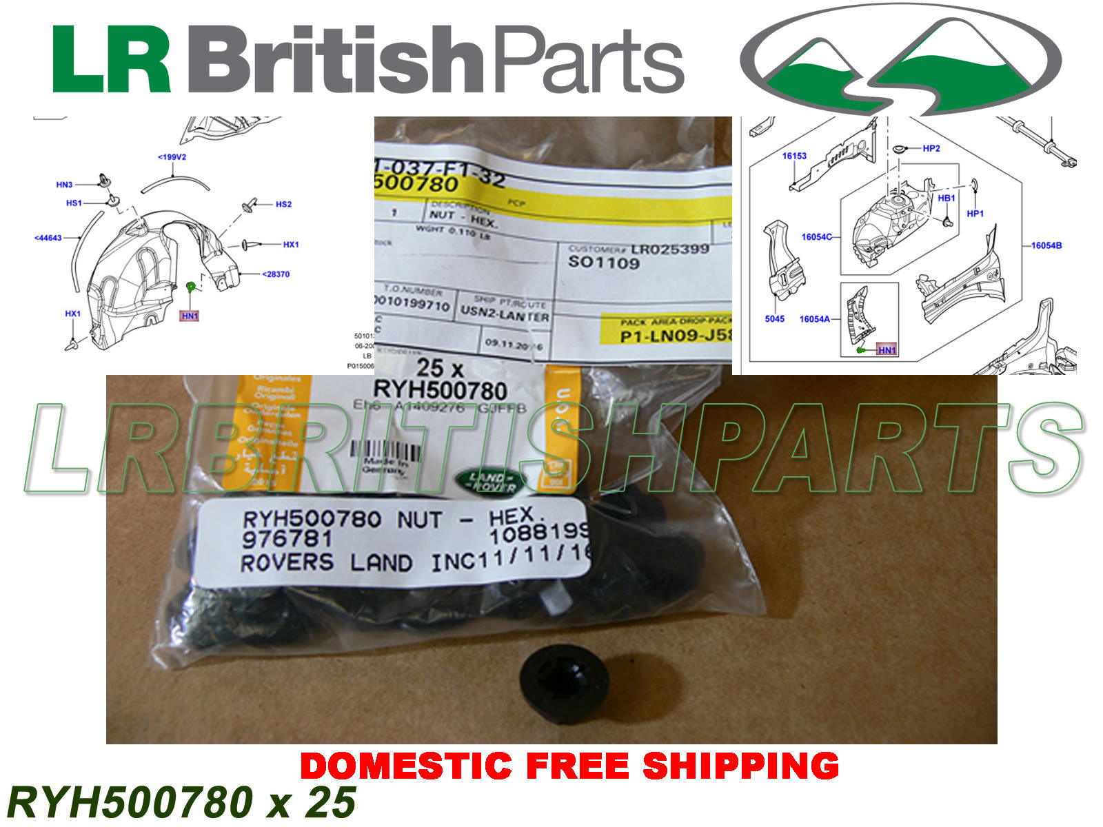 GENUINE LAND ROVER NUT M6 R ROVER 13 LR2 EVOQUE SPORT 14 BAG OF 25 ...