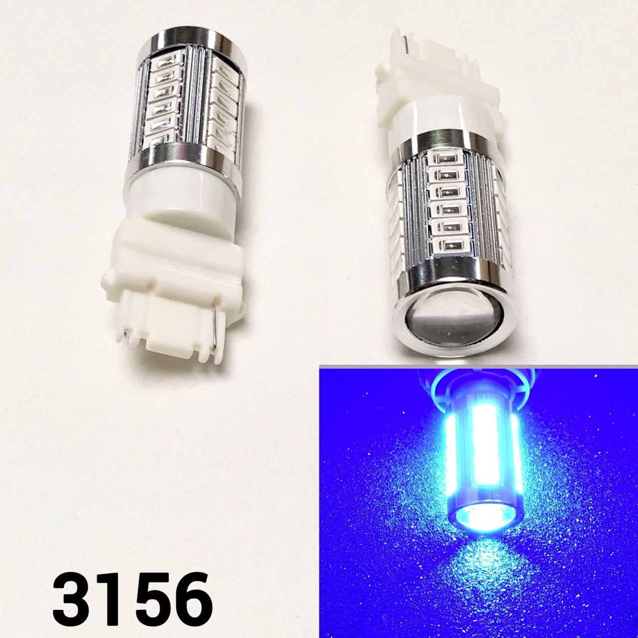 Strobe Reverse Backup Lights 33 SMD LED Bulb Blue T25 3156 3456 B1 Fits ...