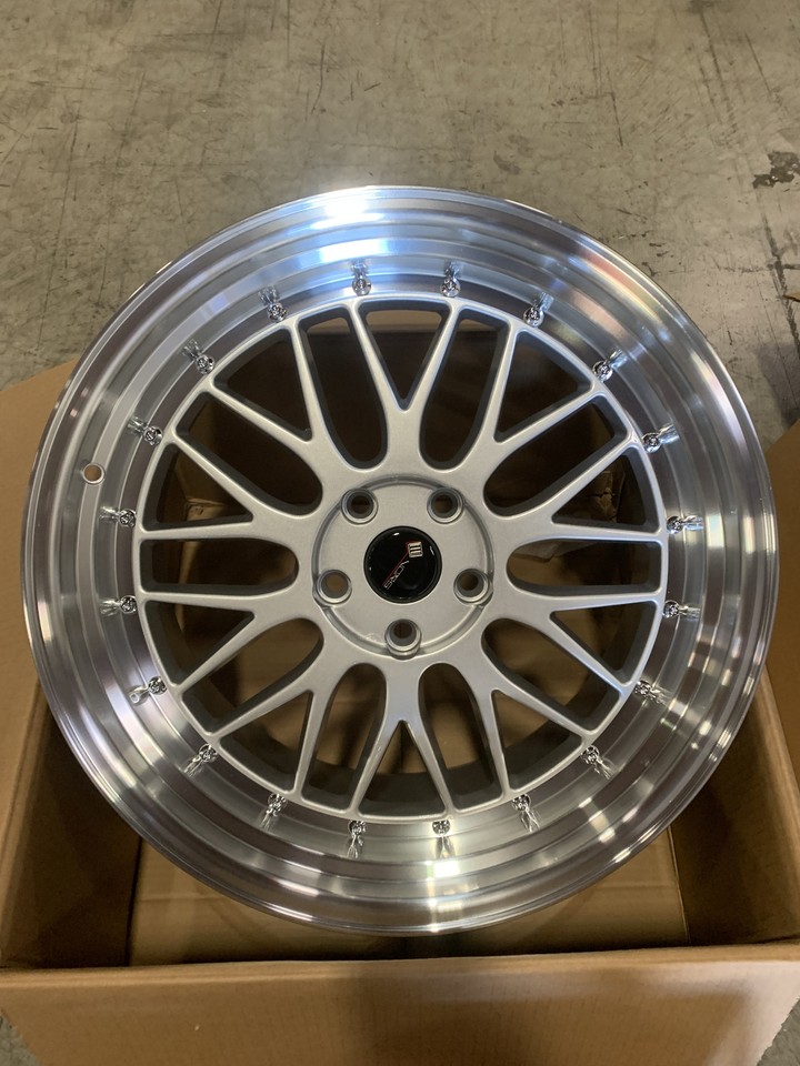 19x9.5 +35 Vors VR8 5x114.3 Silver Machined Lip Chrome Rivet Wheels ...