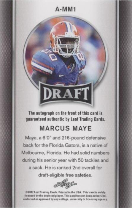 2017 Leaf Draft Marcus Maye #A-MM1 for sale | eBay