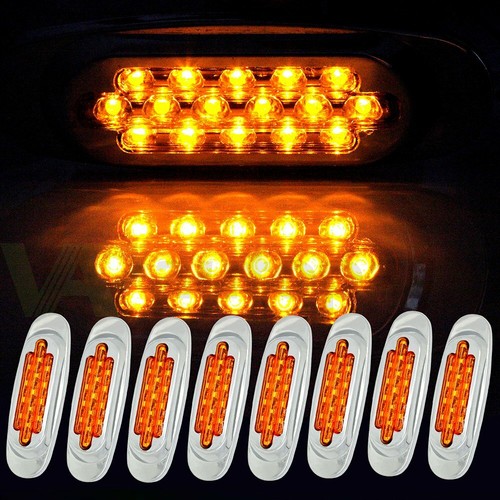 8pcs 16 LED Amber Side Marker Sealed Turn Signal Lamp for Kenworth ...