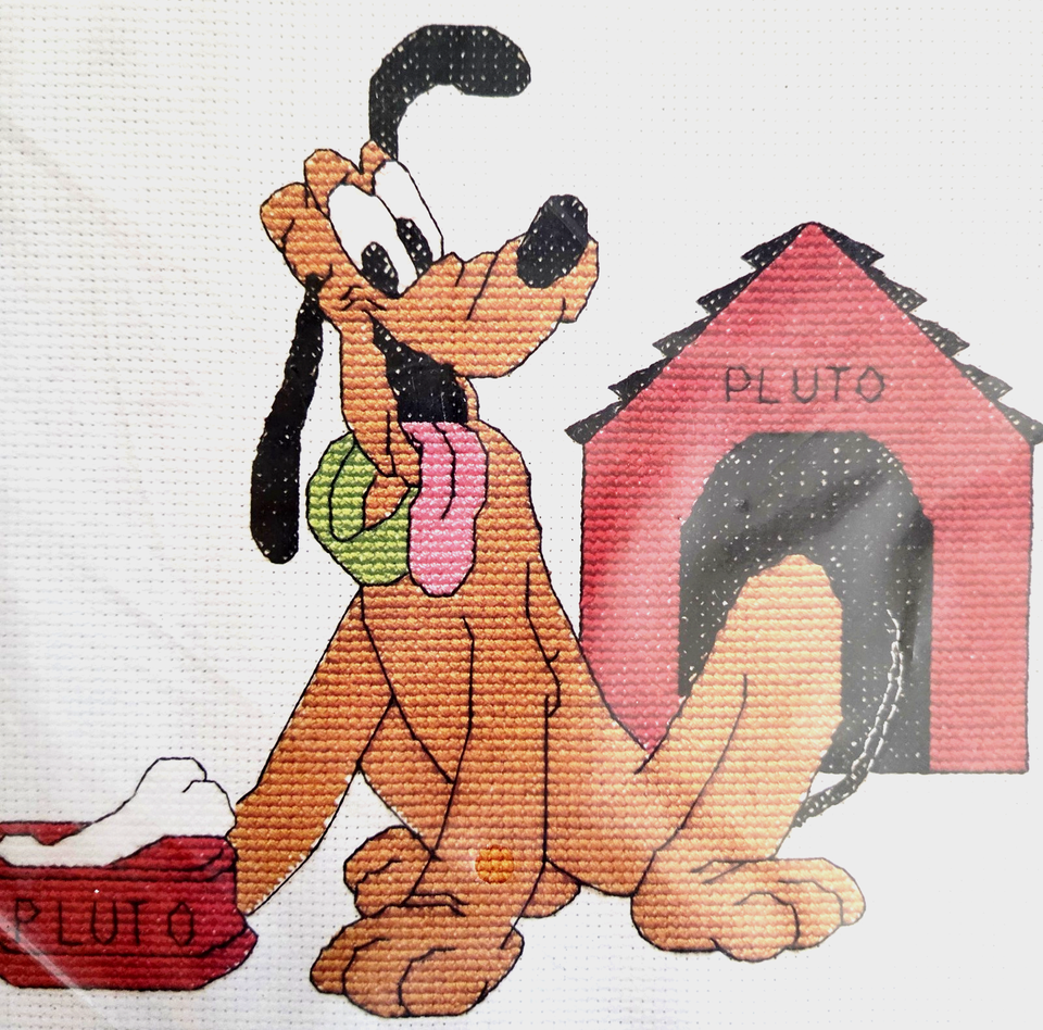 Disney Cross Stitch Kit Pluto in Dog House 7 x 6" Mickey Unlimited ...