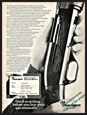 1975 ITHACA Model 51 Gas-Operated Semi-Automatic Shotgun Photo AD | eBay