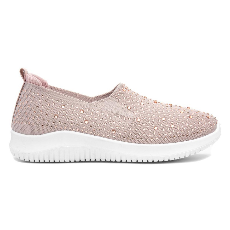 Lilley Womens Shoes Pink Adults Ladies Casual Shoes Slip On Diamante ...