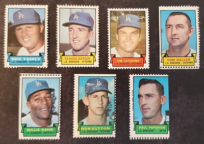 LA Dodgers 1969 Topps Baseball Stamps Set of 7 Stamps.. Incl HOF Don ...