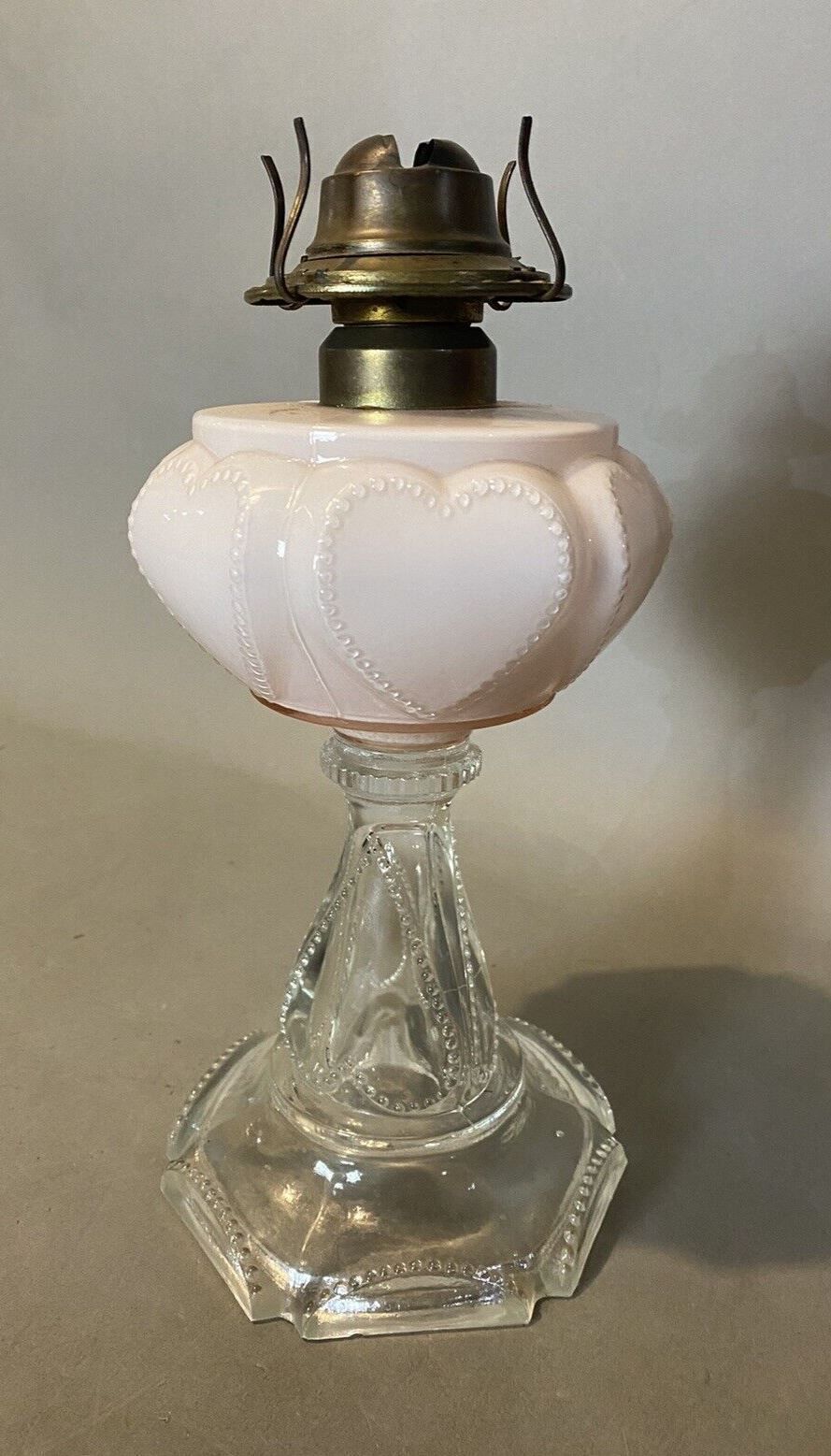 Antique Victorian Queen Heart Kero Oil Pattern Glass Table Lamp | eBay