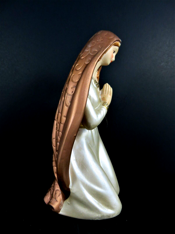Christmas Nativity Kneeling Mary Figure Glazed Bisque Hand Painted 8.5 ...